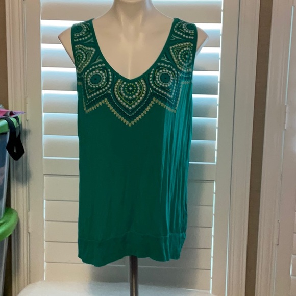 AB Studio | Tops | Ab Studio Green Embellished Tank Top | Poshmark
